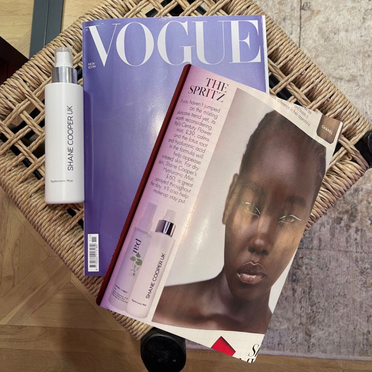 Shane Cooper Hyaluronic Mist Featured in British Vogue Magazine